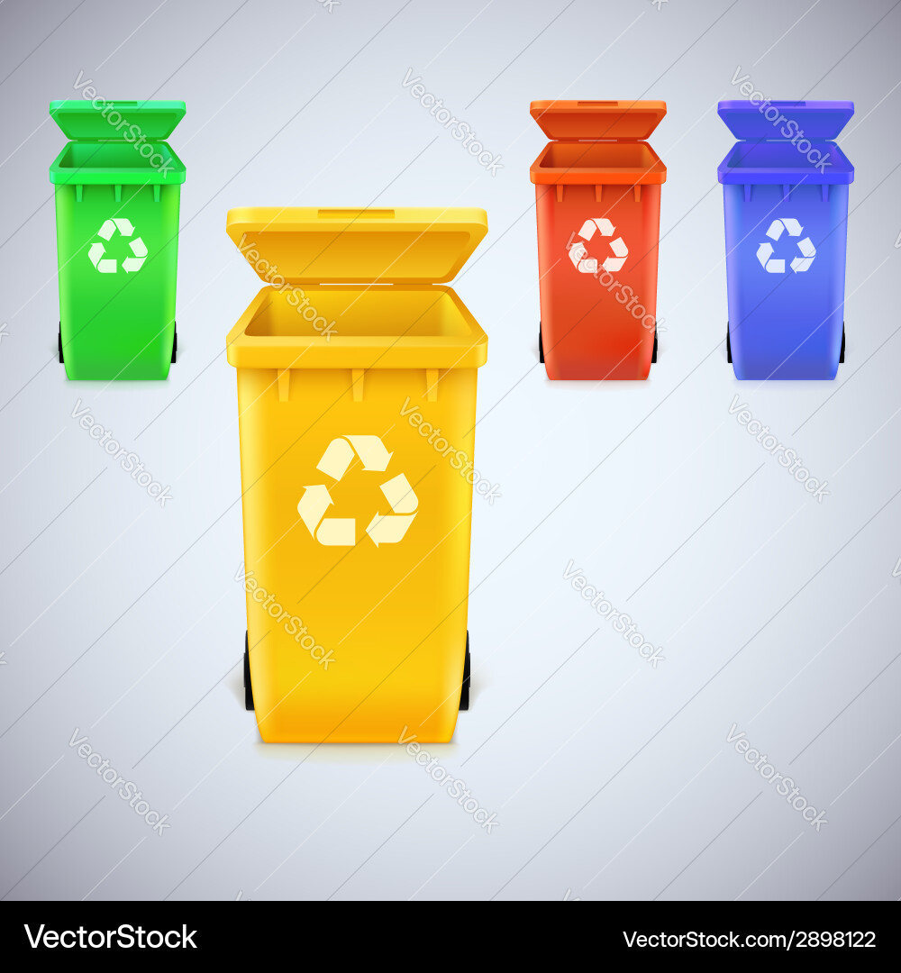 Recycle bins with sign Royalty Free Vector Image