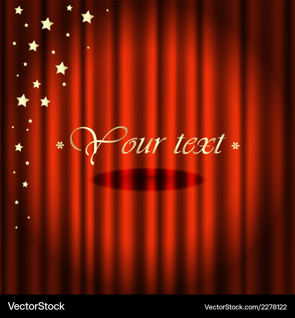 Red curtains gold star Royalty Free Vector Image