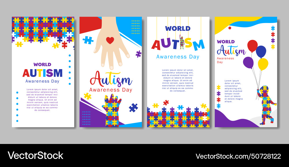 Set of world autism awareness day poster Vector Image