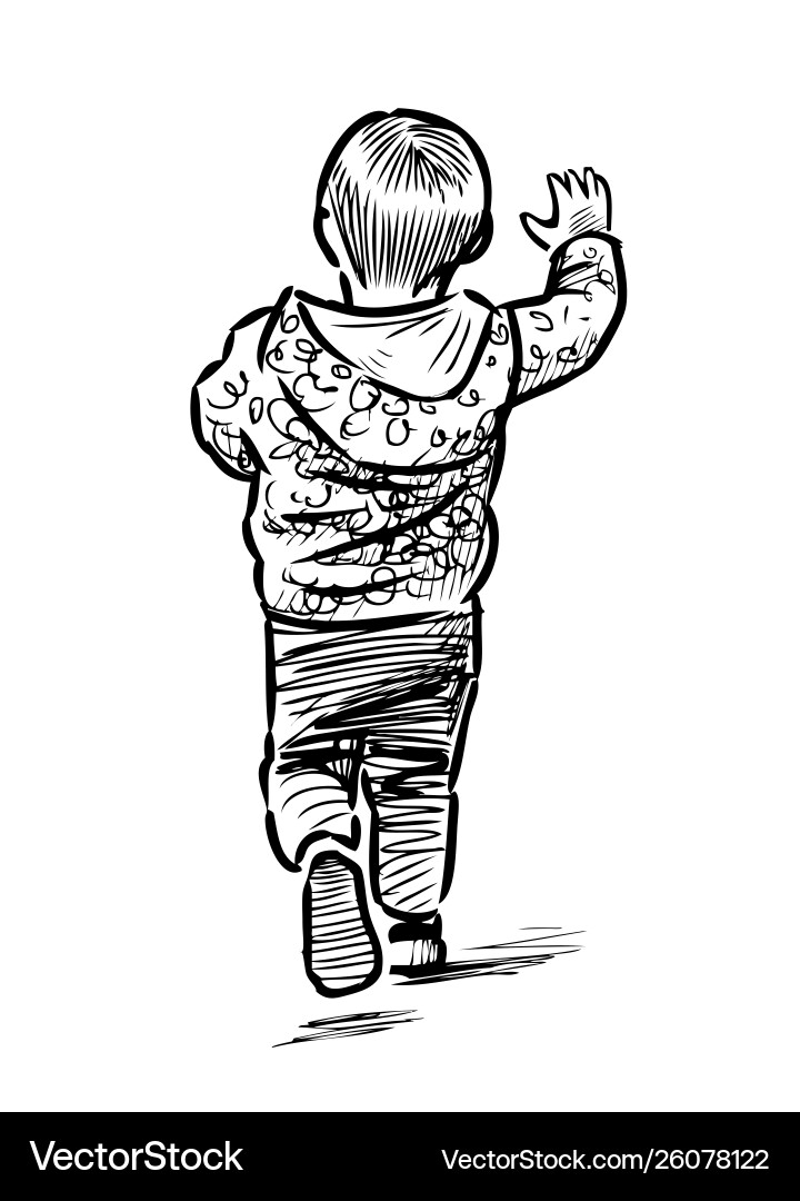 Sketch a running little boy Royalty Free Vector Image