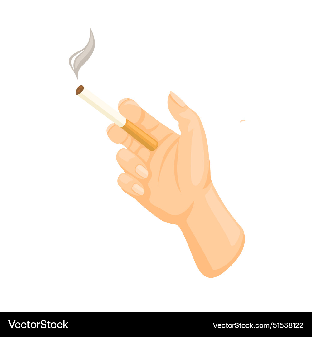 Smoking hand holding cigarette cartoon Royalty Free Vector