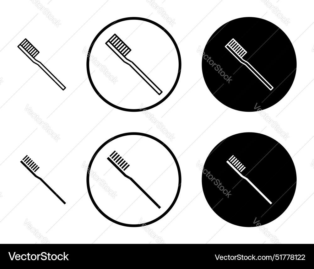 Toothbrush line icon set Royalty Free Vector Image