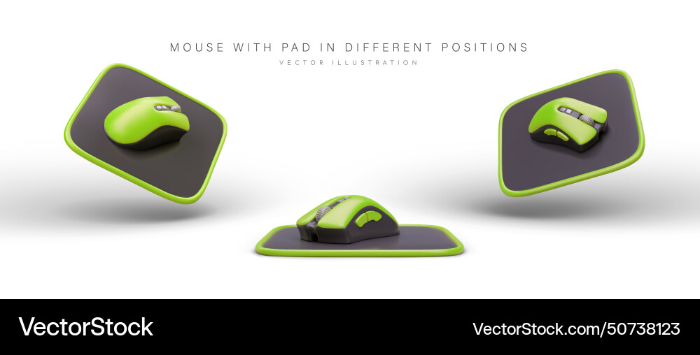 3d mouse with pad in different positions poster Vector Image