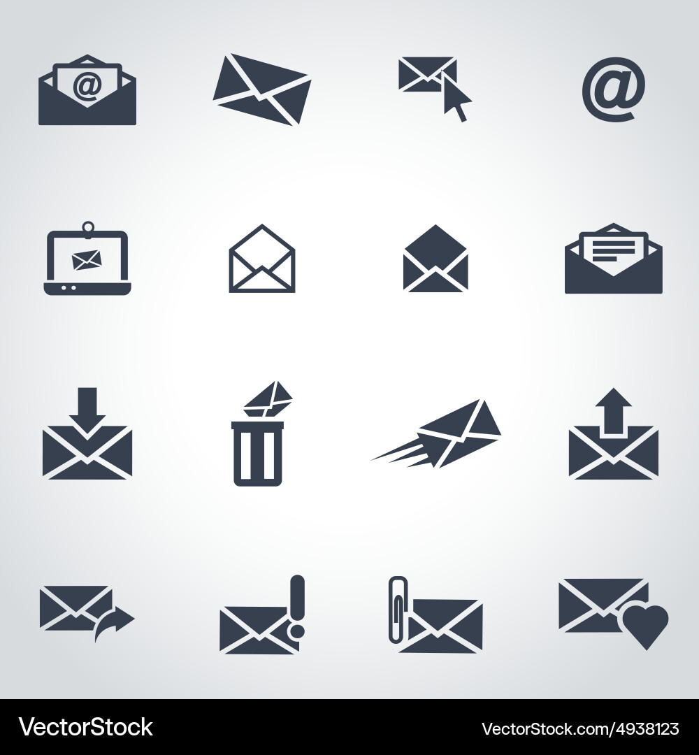 Black email icon set Royalty Free Vector Image