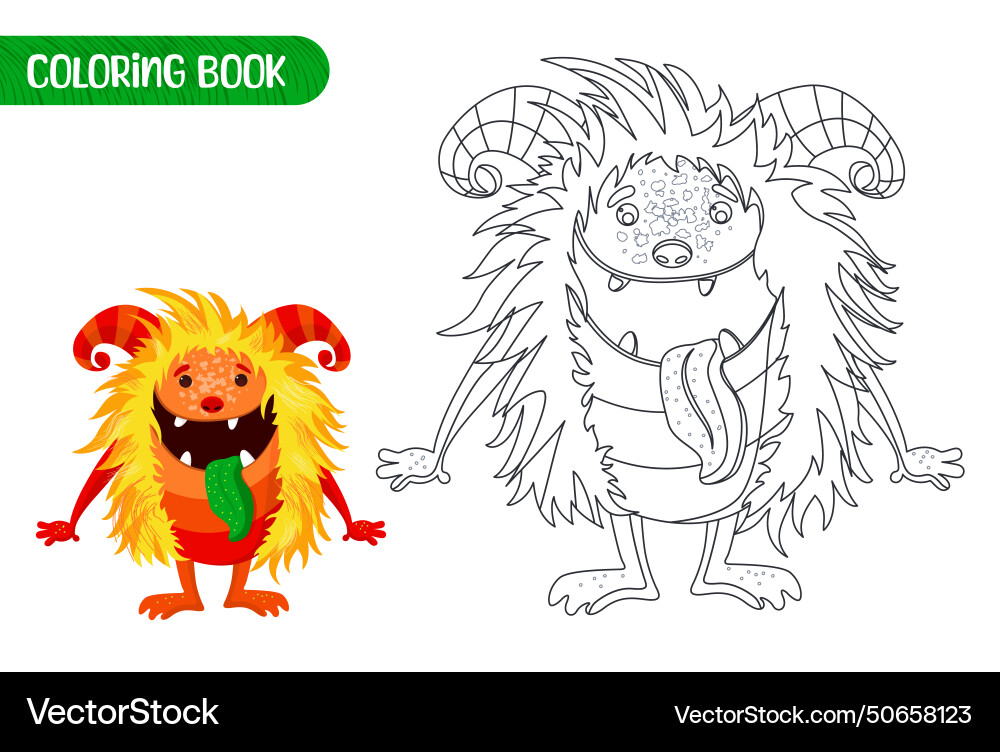 Coloring book for kids cute funny monster Vector Image