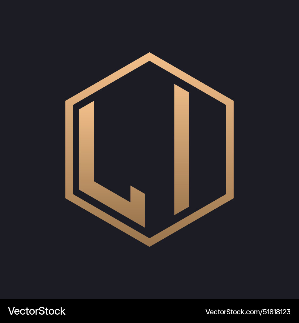 Elegant hexagon letter li logo design initial Vector Image