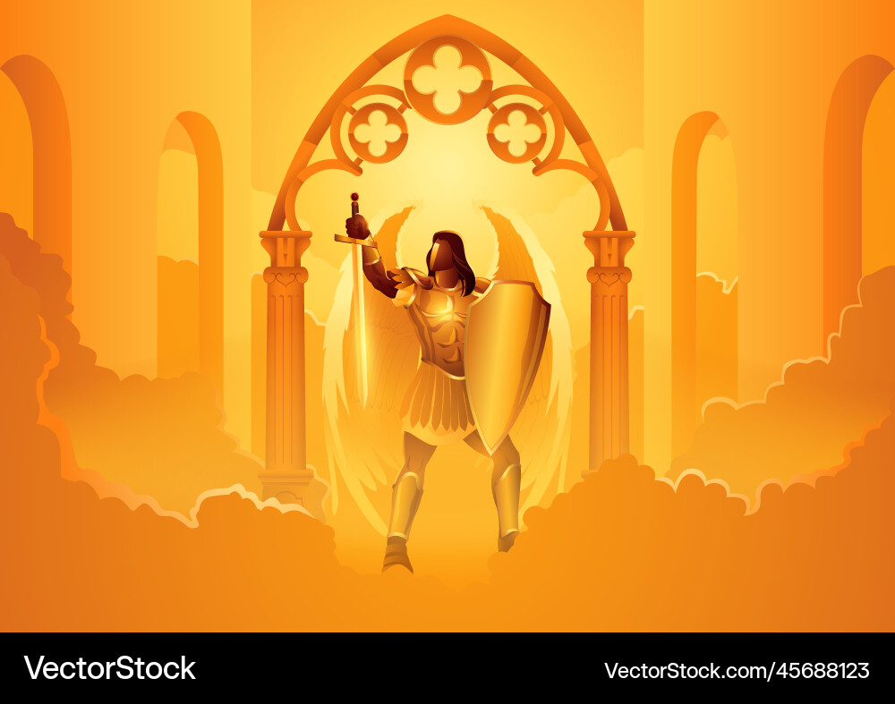 Hadraniel the angel assigned as gatekeeper Vector Image