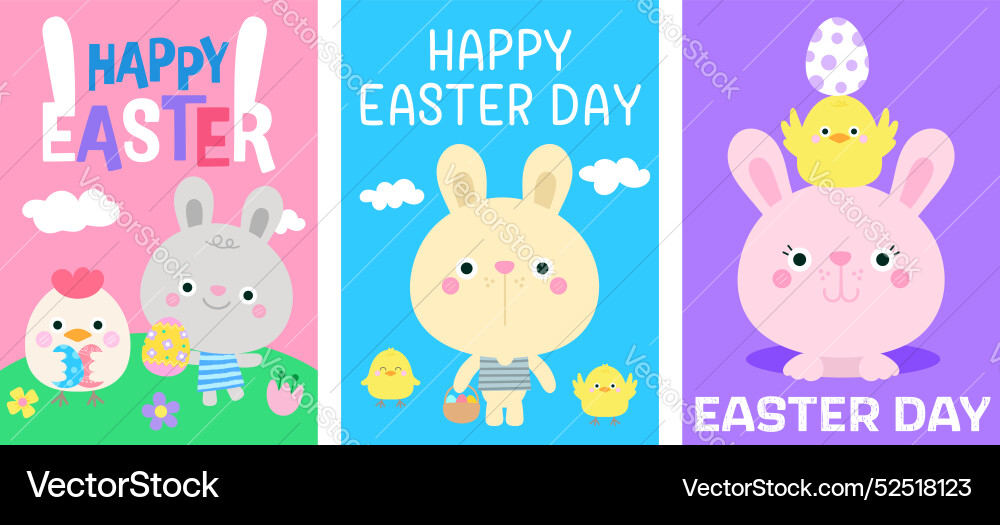 Happy easter creative poster collection Royalty Free Vector