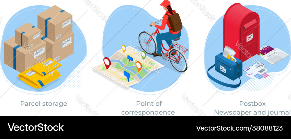 Isometric concept parcel storage point Royalty Free Vector