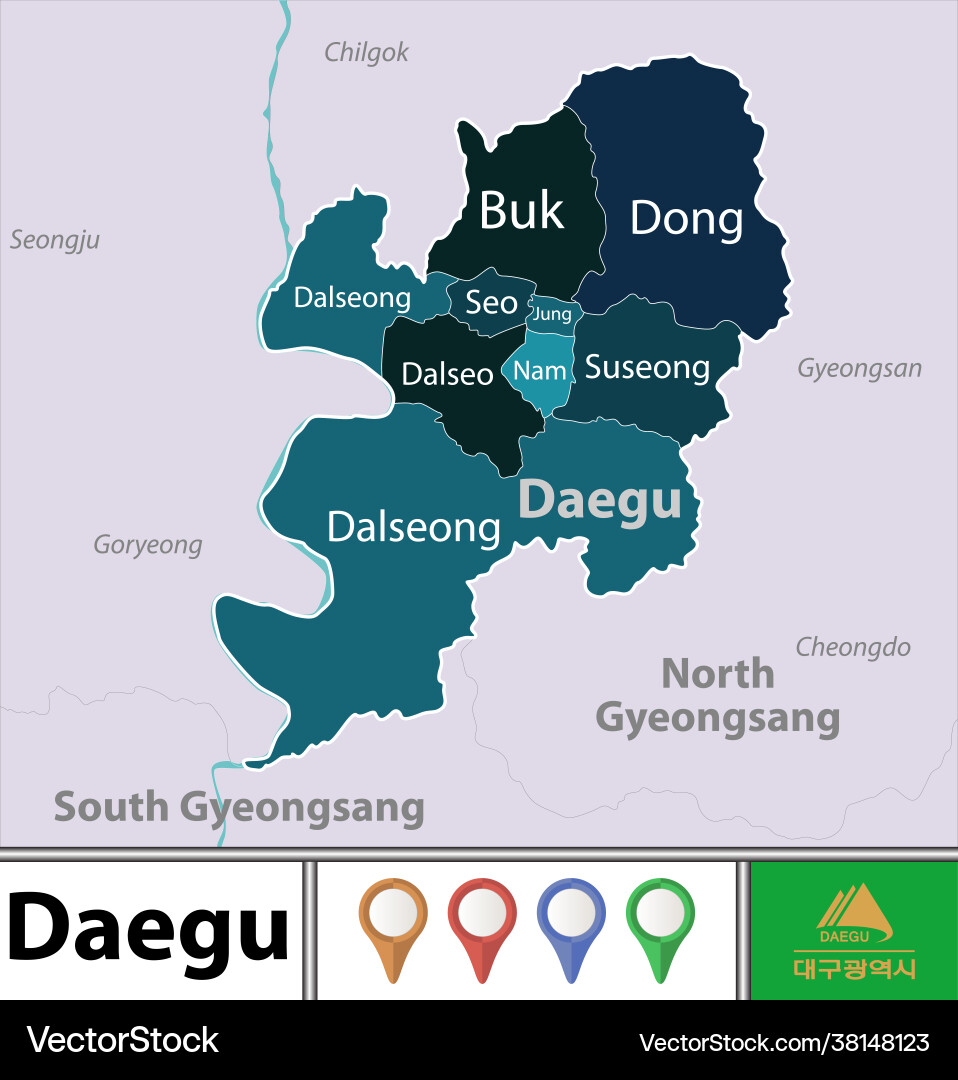 Map daegu south korea Royalty Free Vector Image