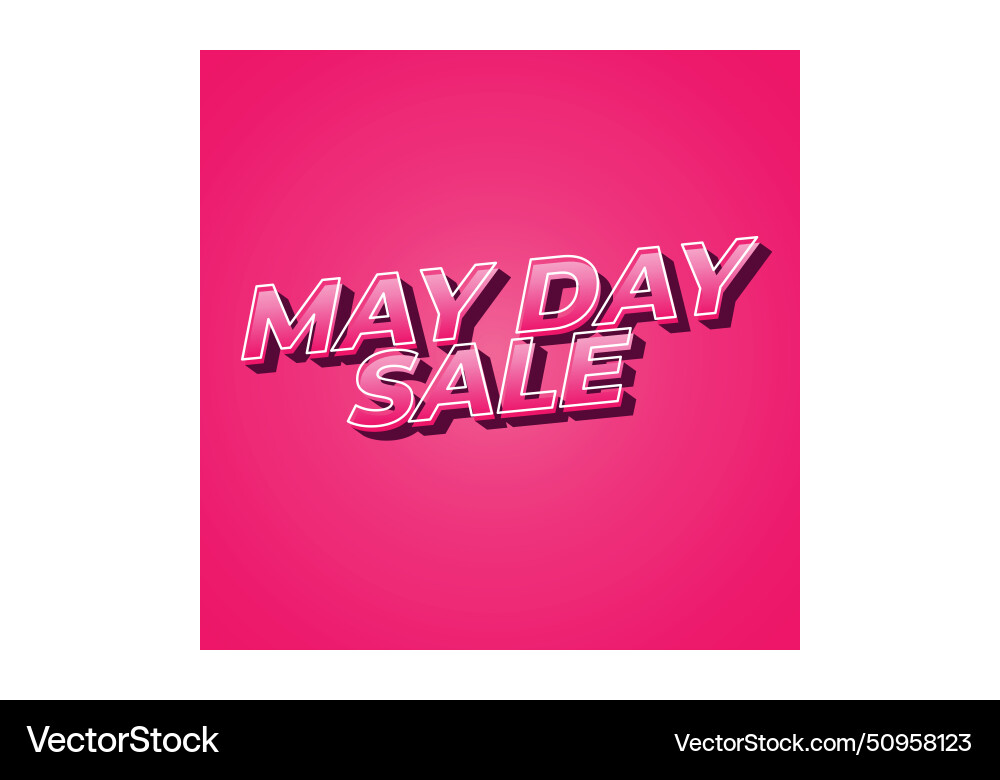 May day sale text effect in 3d look Royalty Free Vector