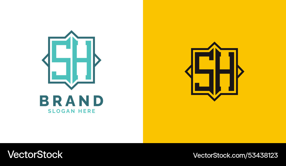 Modern sh monogram logo design initial letter Vector Image