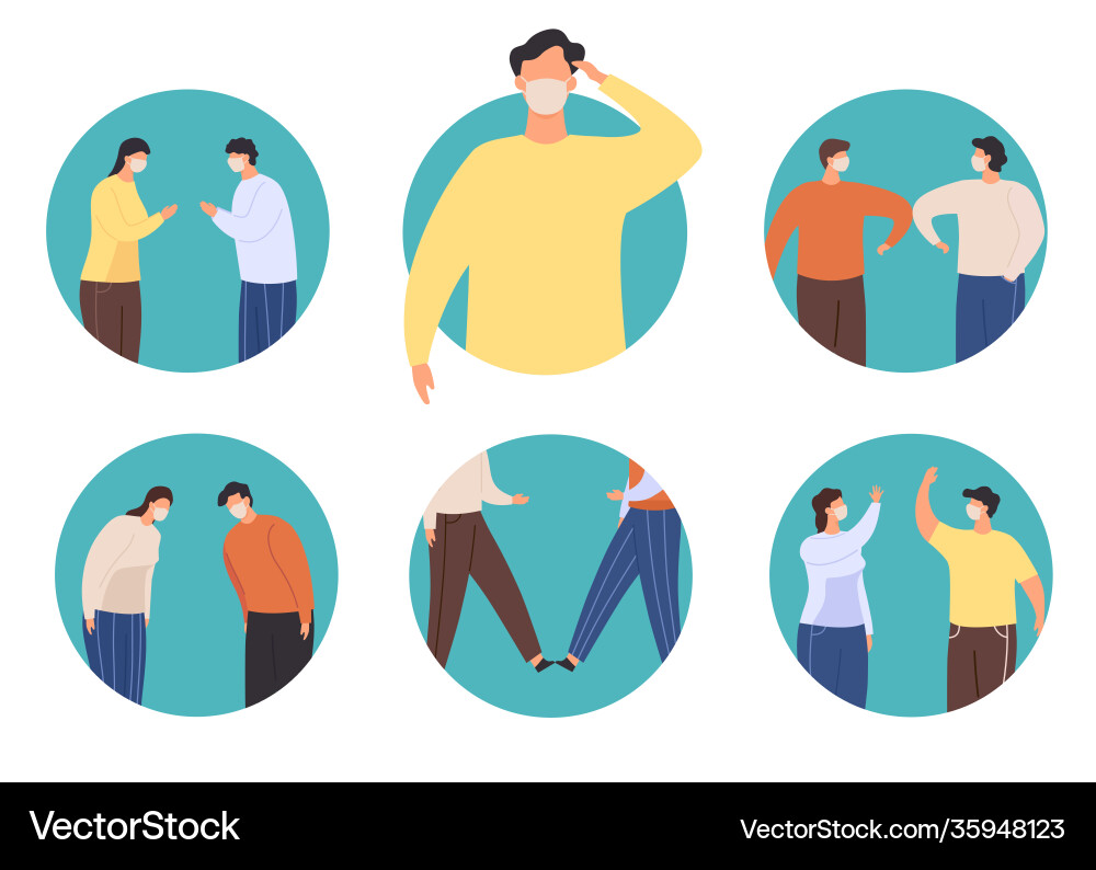 Non-contact greeting icon new normal greet Vector Image