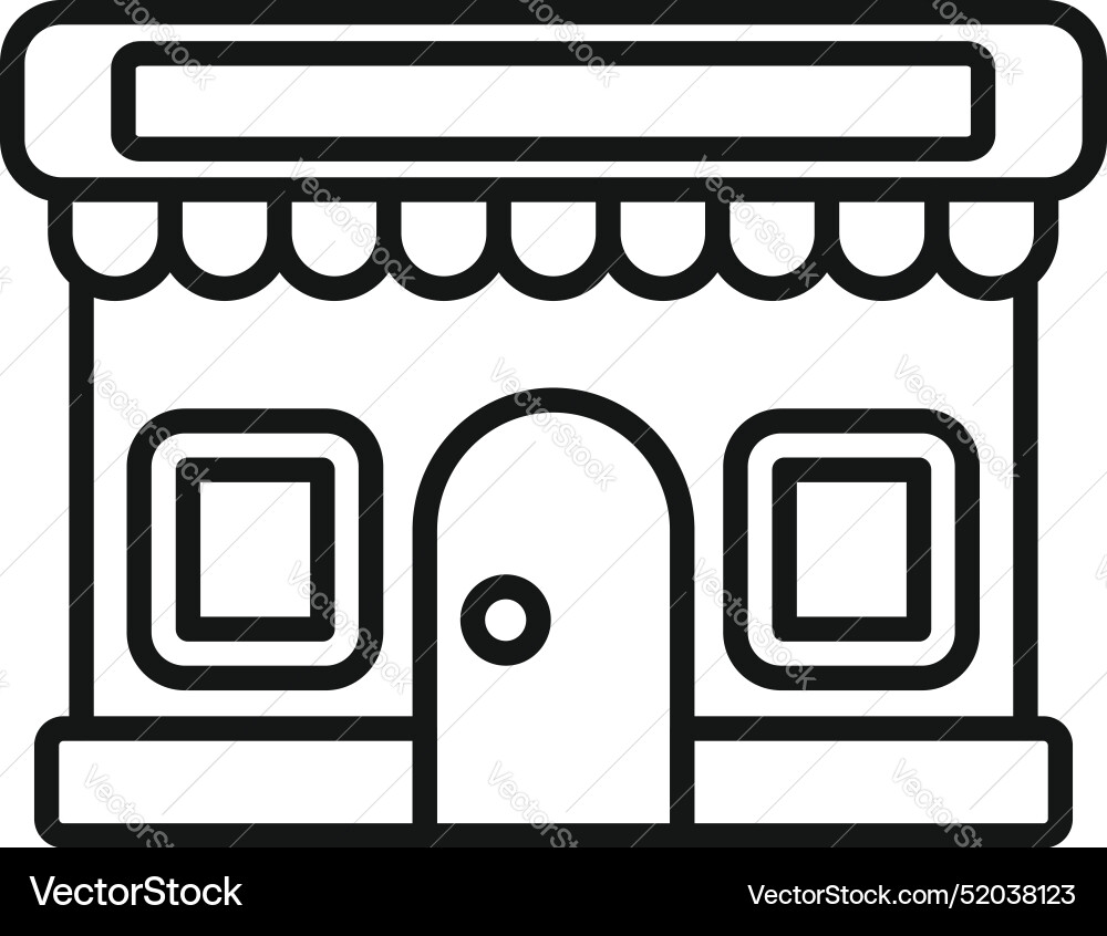 Small business storefront facade with awning sign Vector Image