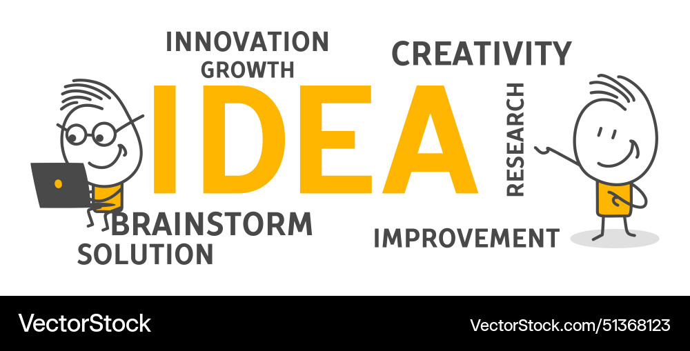 Stick figures creative mind and brainstorming Vector Image