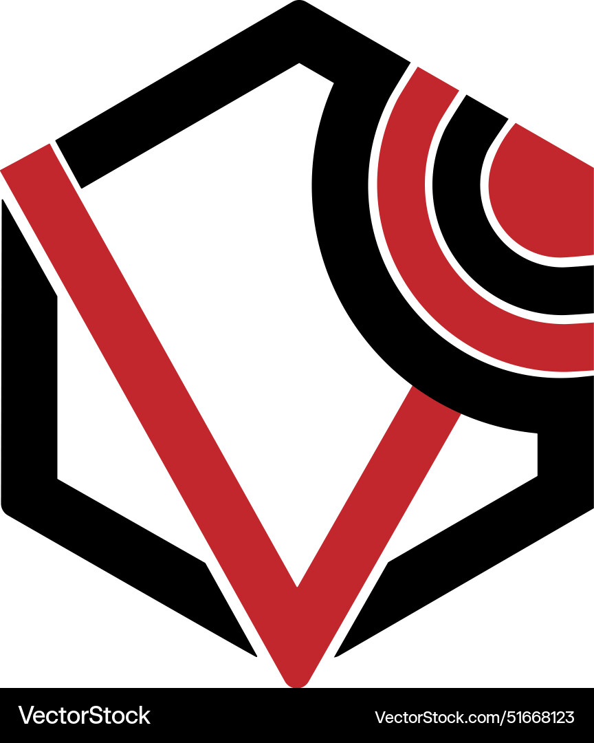 V logo design polygon shape Royalty Free Vector Image