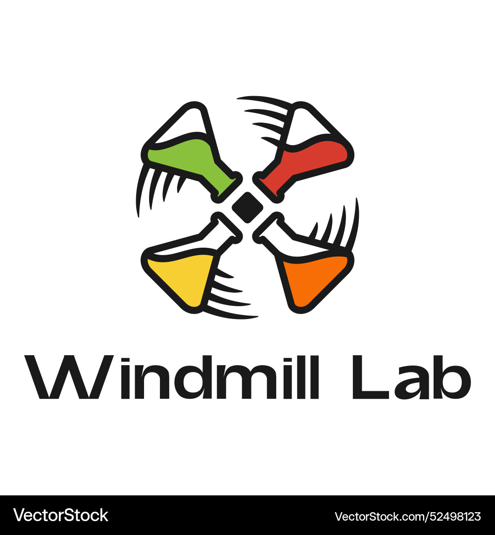 Windmill laboratory minimalist logo design Vector Image