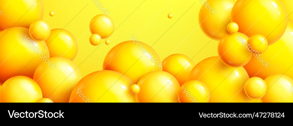 Bright yellow background with 3d balls Royalty Free Vector