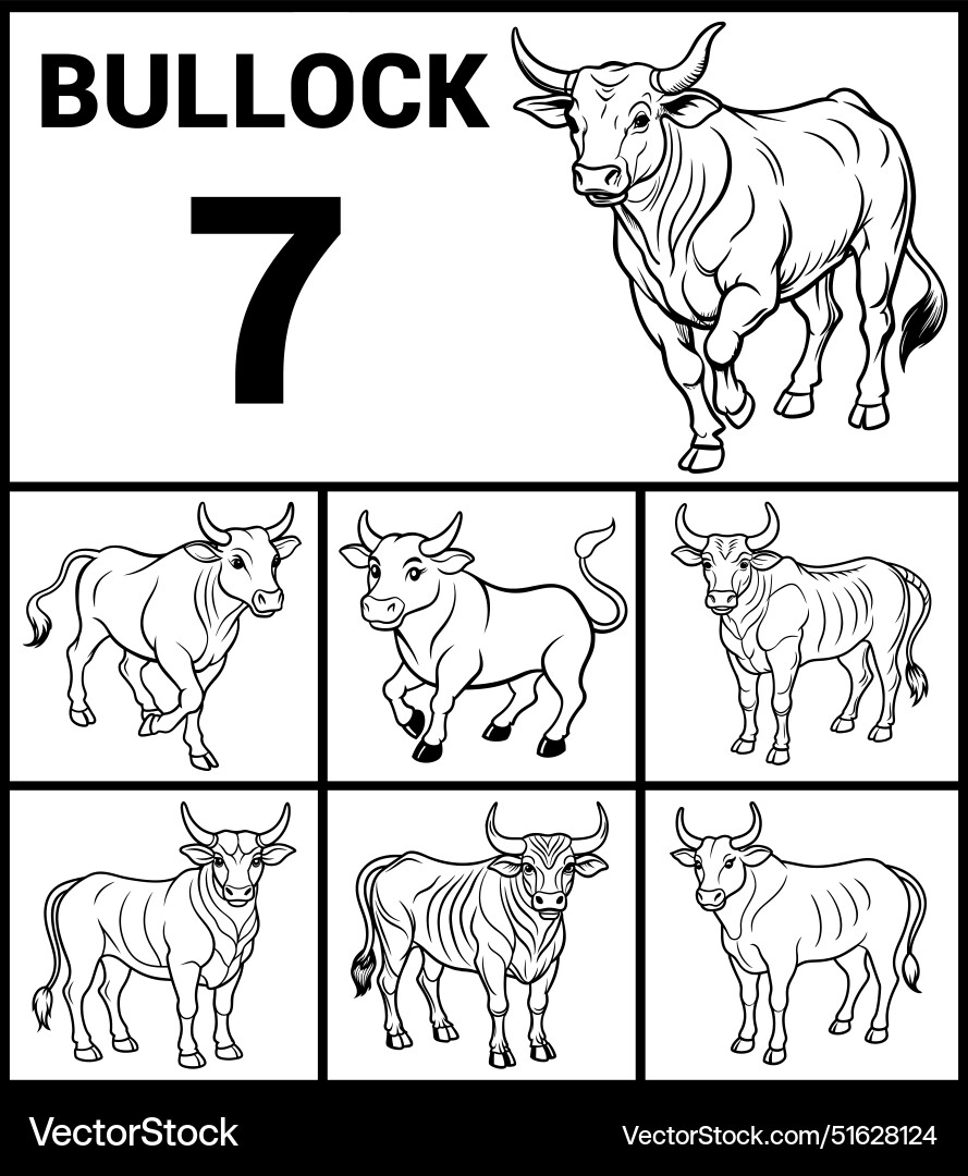 Bullock outline set Royalty Free Vector Image - VectorStock