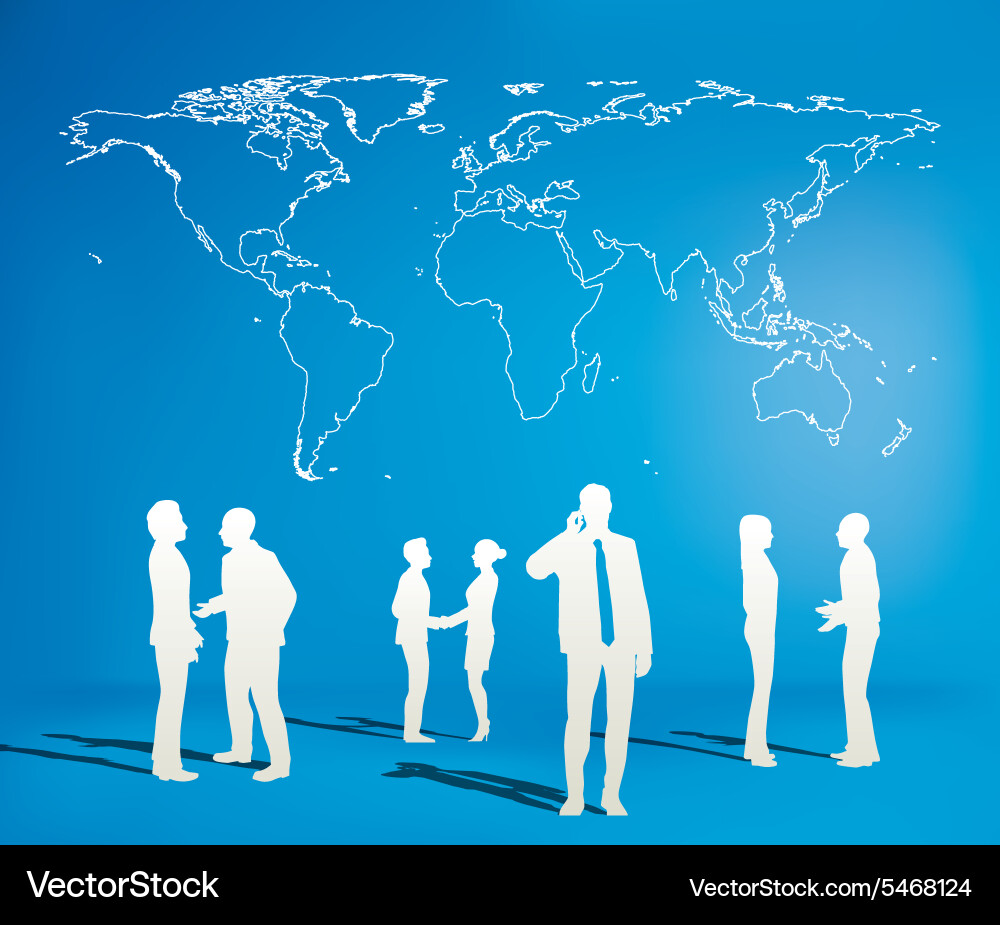 Business people team with world map Royalty Free Vector