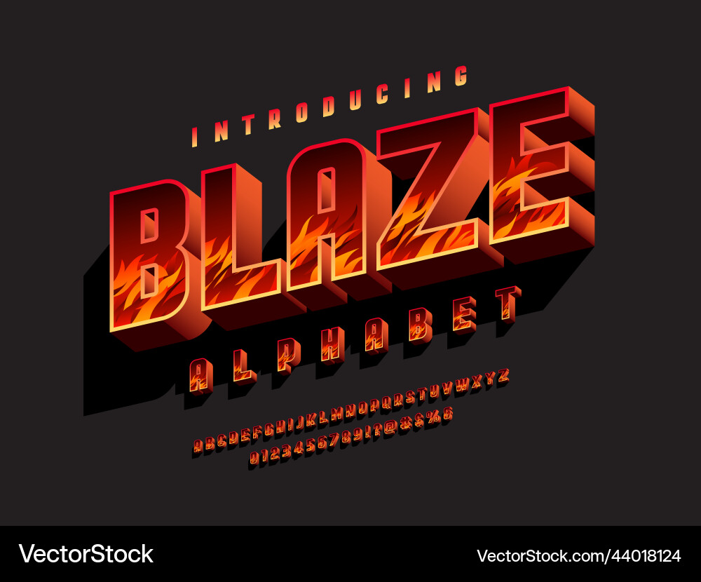 Fiery Font - Bold Flame Alphabet Royalty Free Vector Image