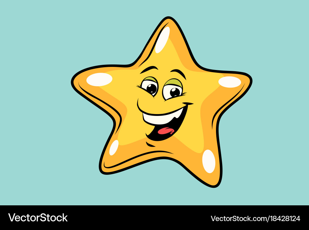 Gold star cute smiley face character Royalty Free Vector