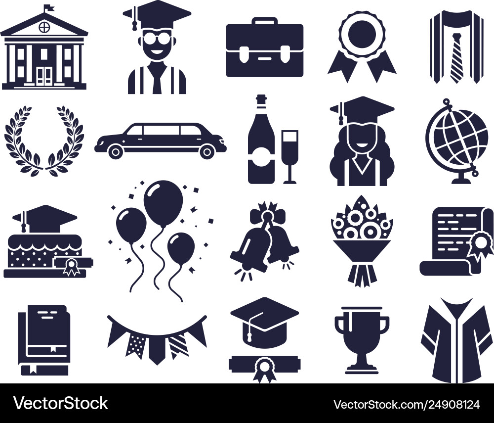 Graduate Icons - Graduation Day Royalty Free Vector Image