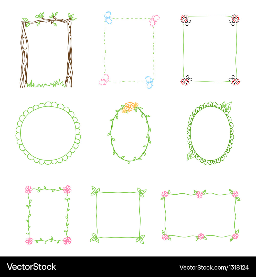 Hand drawn frames set 3 Royalty Free Vector Image