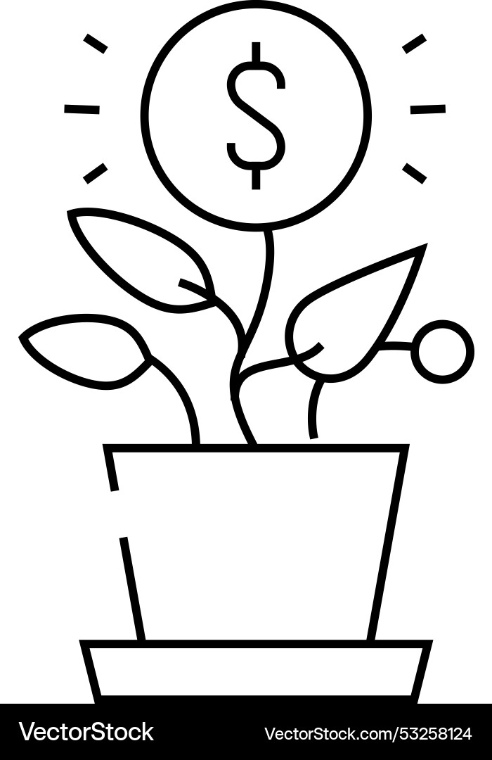 Increasing wealth line icon Royalty Free Vector Image