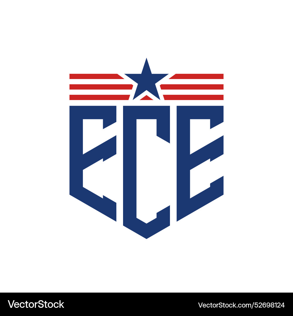 Patriotic ece logo with star and american flag Vector Image
