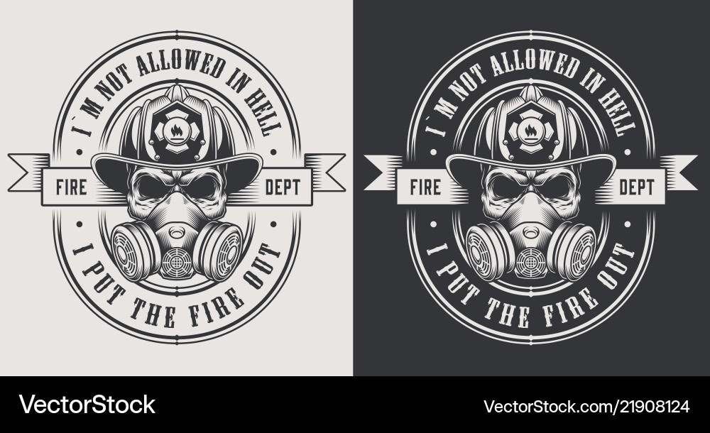 Vintage Firefighter Skull Logos Royalty Free Vector Image