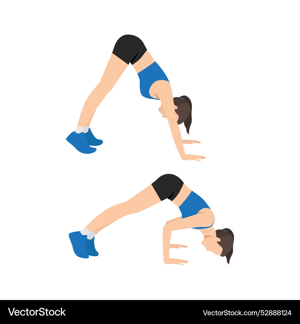Woman doing pike push up Royalty Free Vector Image