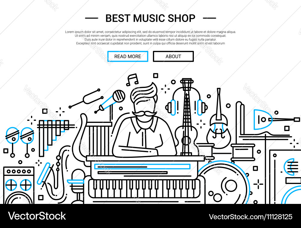Best music shop - website header banner template Vector Image