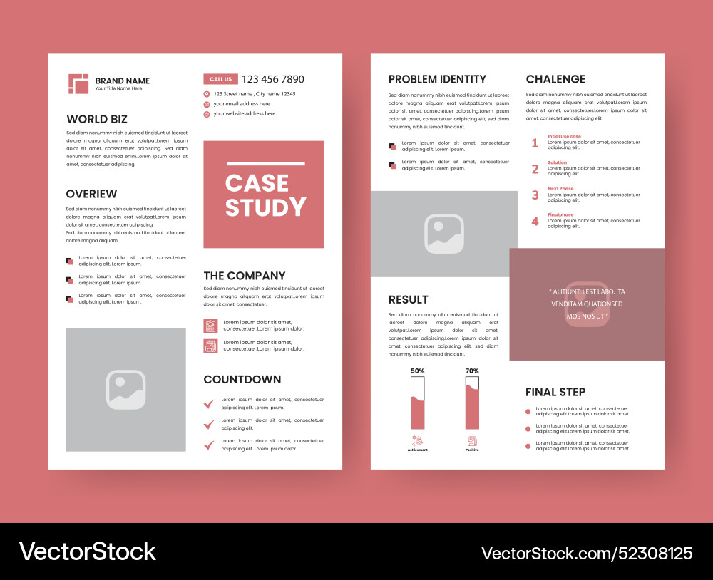 Business case study layout flyer Royalty Free Vector Image