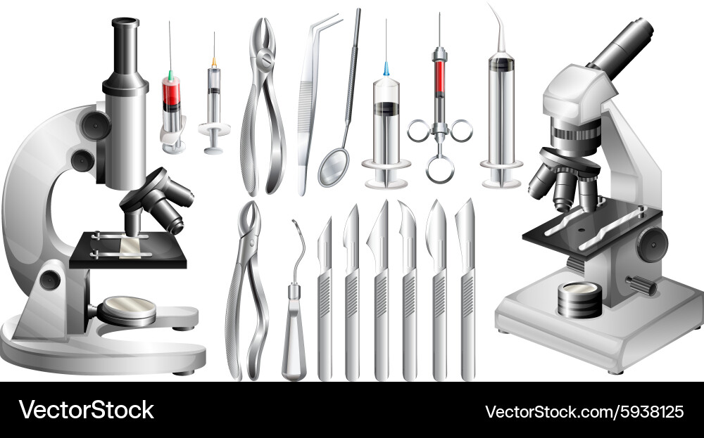 Different medical equipments and tools Royalty Free Vector
