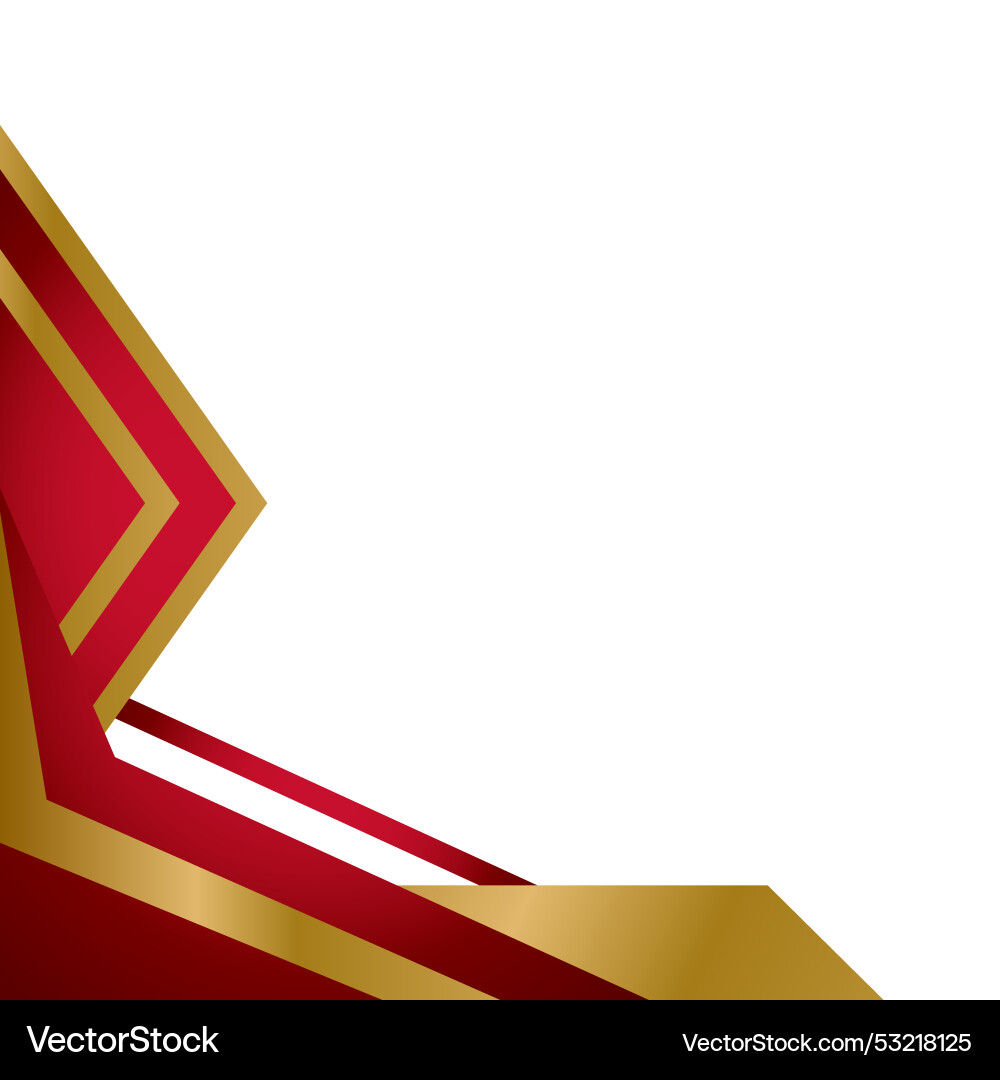 Golden and red geometric corner border Royalty Free Vector