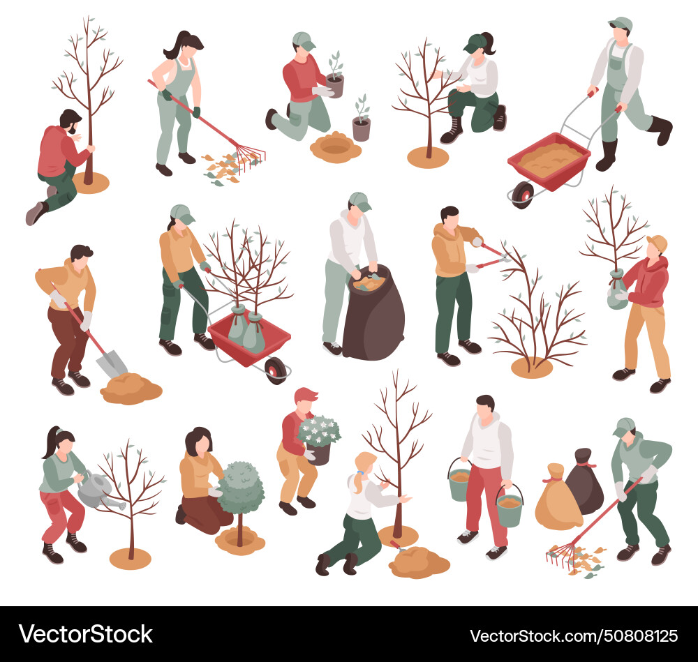 Isometric gardening set Royalty Free Vector Image