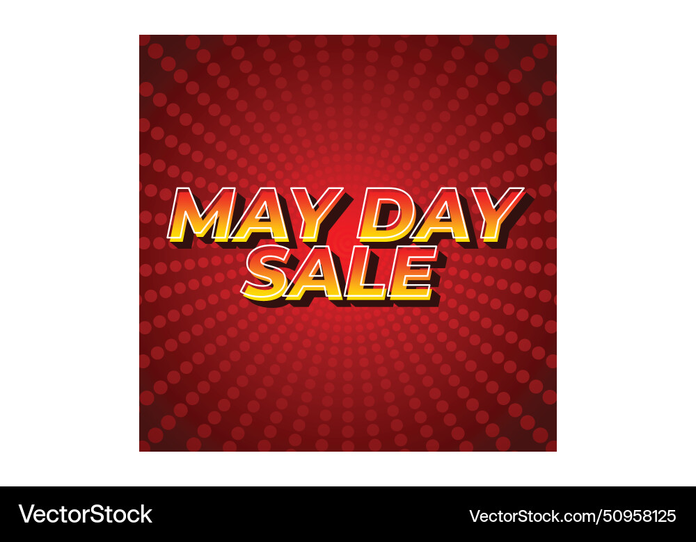 May day sale text effect in 3d look Royalty Free Vector