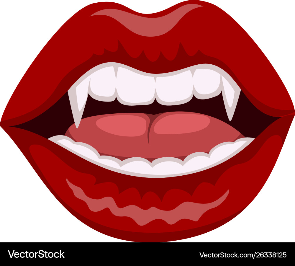 Vampire red lips icon evil and fear symbol Vector Image