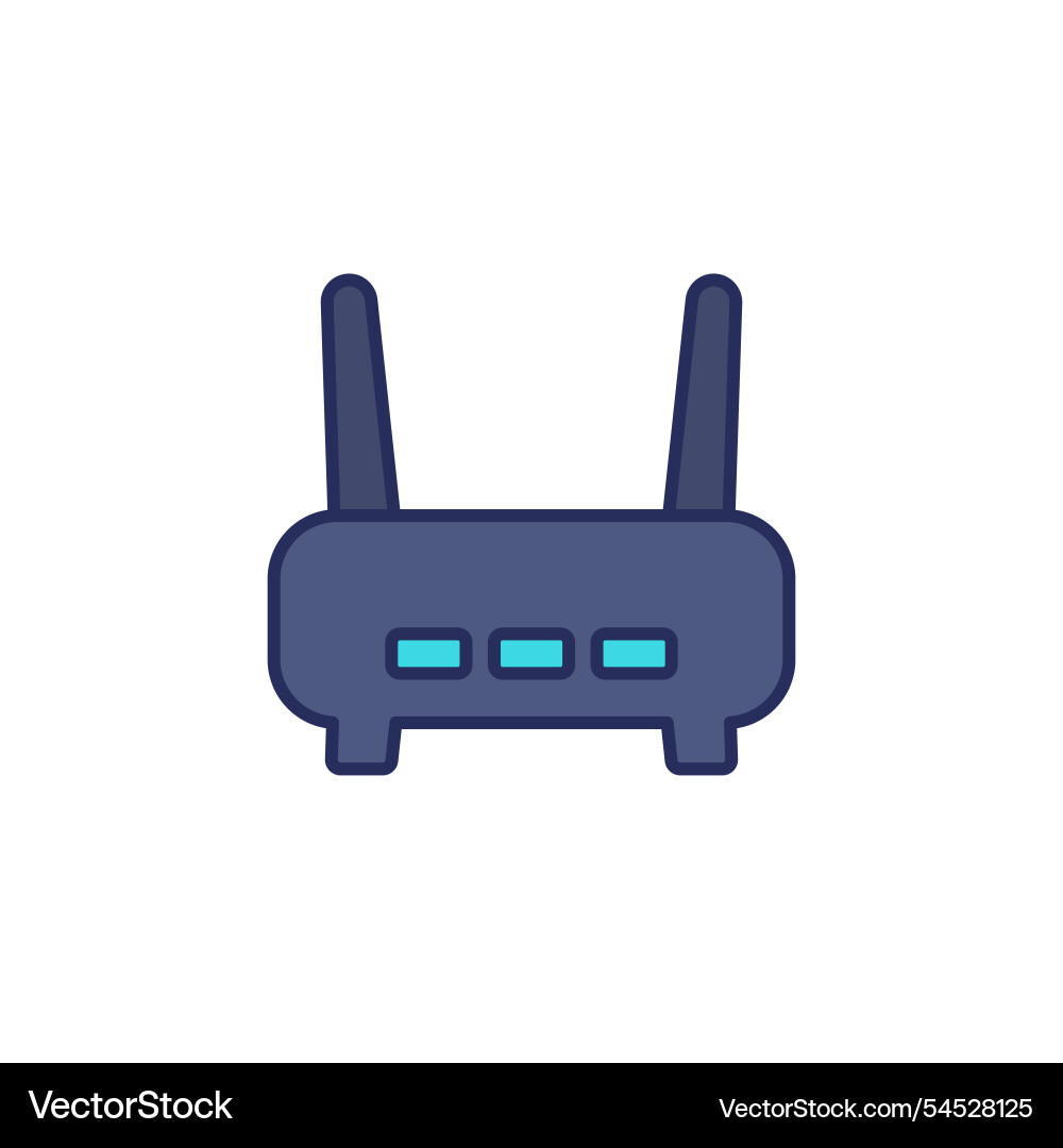 Wi-fi router modem icon with outline Royalty Free Vector