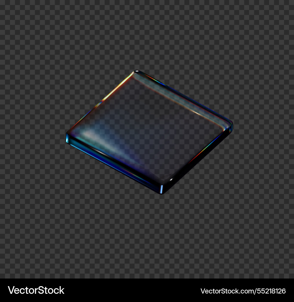 3d transparent glossy glass rectangle with blue Vector Image