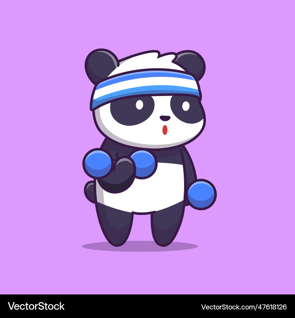 Cute panda gym cartoon Royalty Free Vector Image