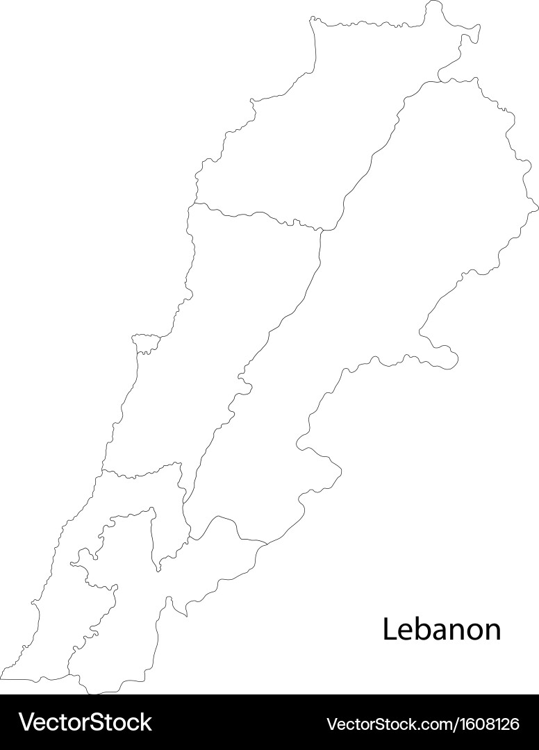 Lebanon Map - Administrative Boundaries Royalty Free Vector