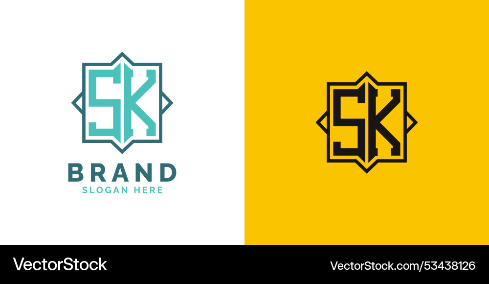 Modern sk monogram logo design initial letter sk Vector Image