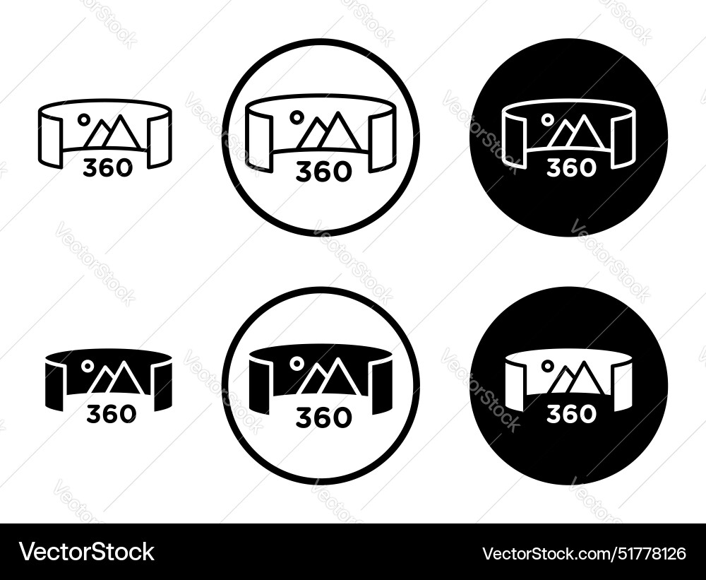 Tour virtual icon set black filled and outlined Vector Image