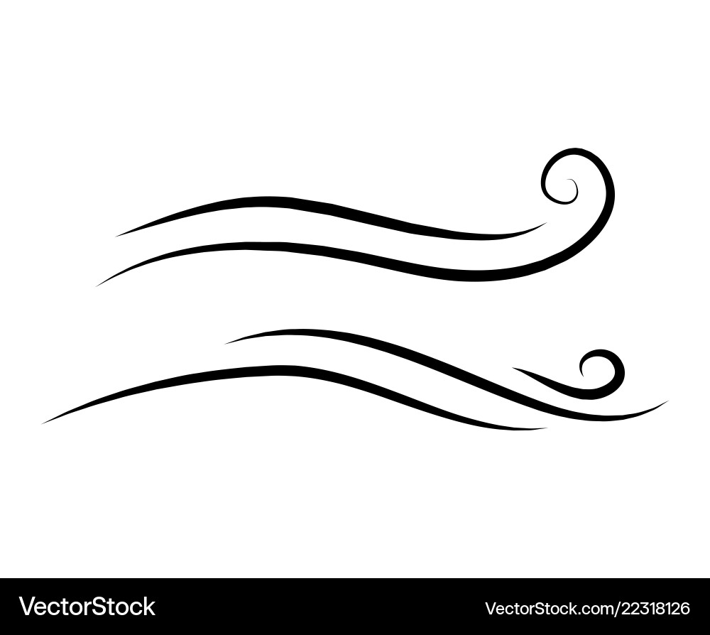 Wind doodle blow gust design isolated on white Vector Image