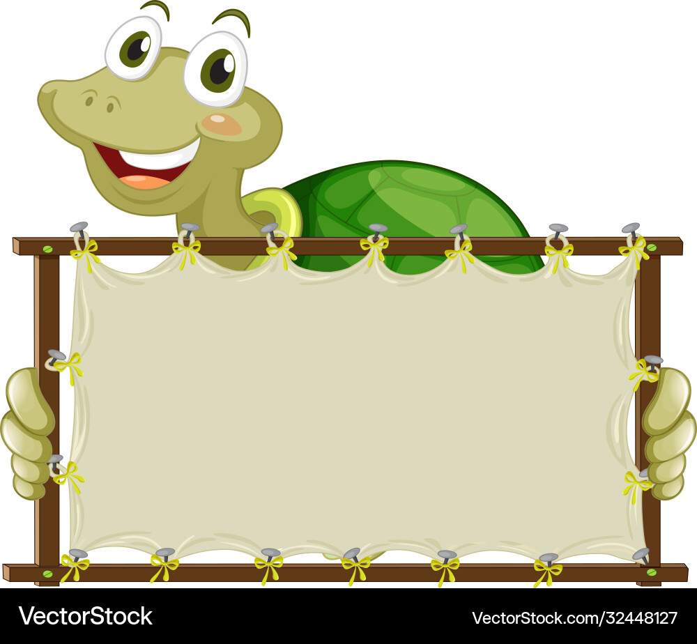 Board template with cute tortoise on white Vector Image