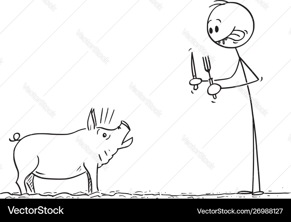 Cartoon man smacking his lips while looking Vector Image