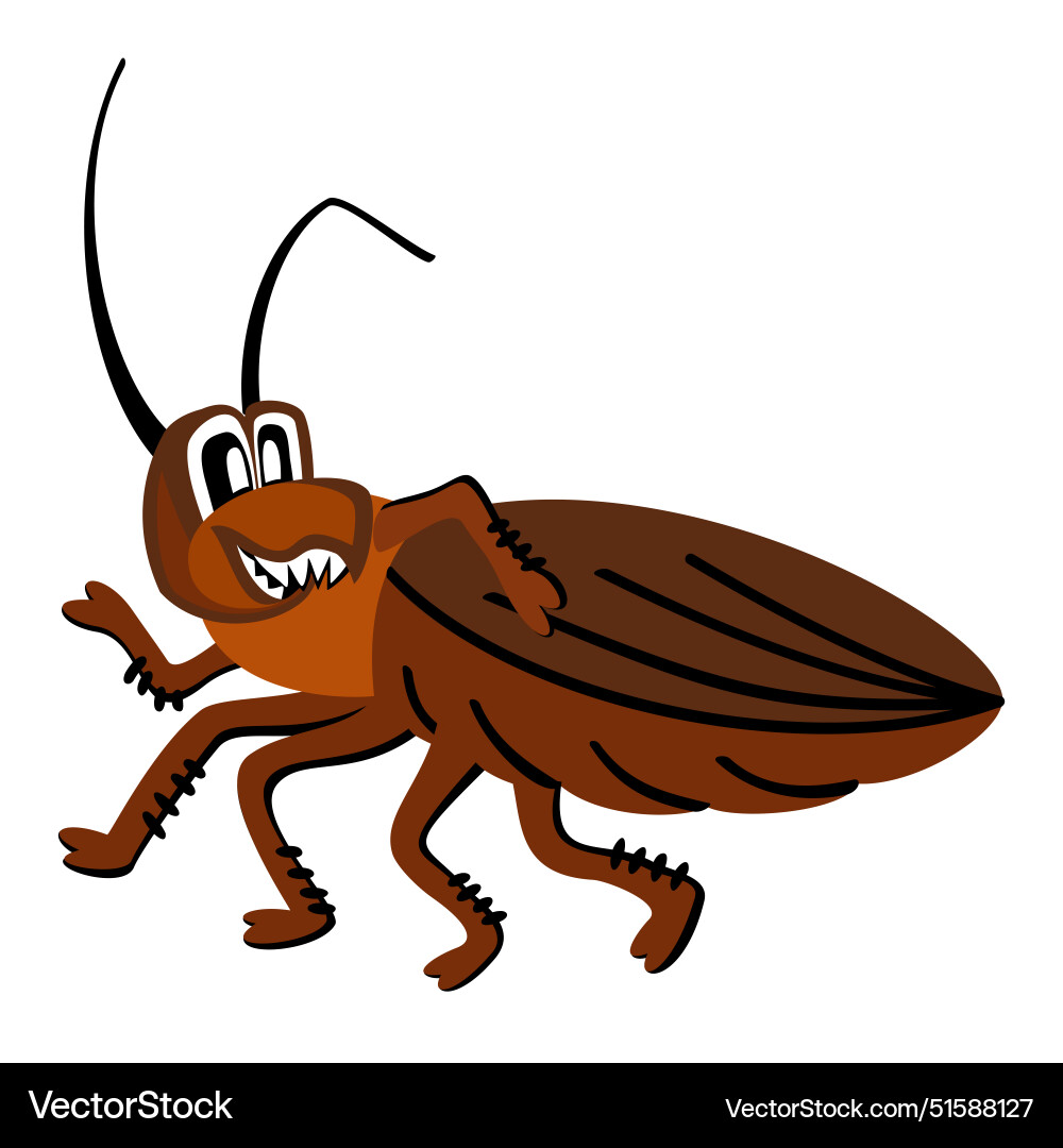 Cockroach funny cartoon isolated Royalty Free Vector Image