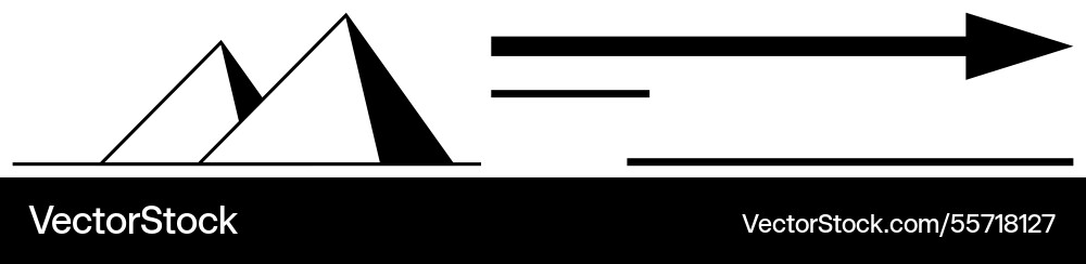 Geometric pyramids and bold right arrow Royalty Free Vector